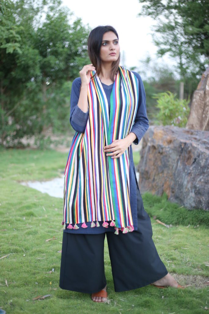 Multi Colors Line Handwoven Mashru stole – Kutch Craft Collective